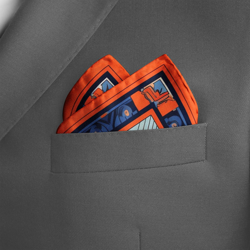 Genuine Silk Vermilion Labyrinth and Azure Echo Pocket Square – The ...